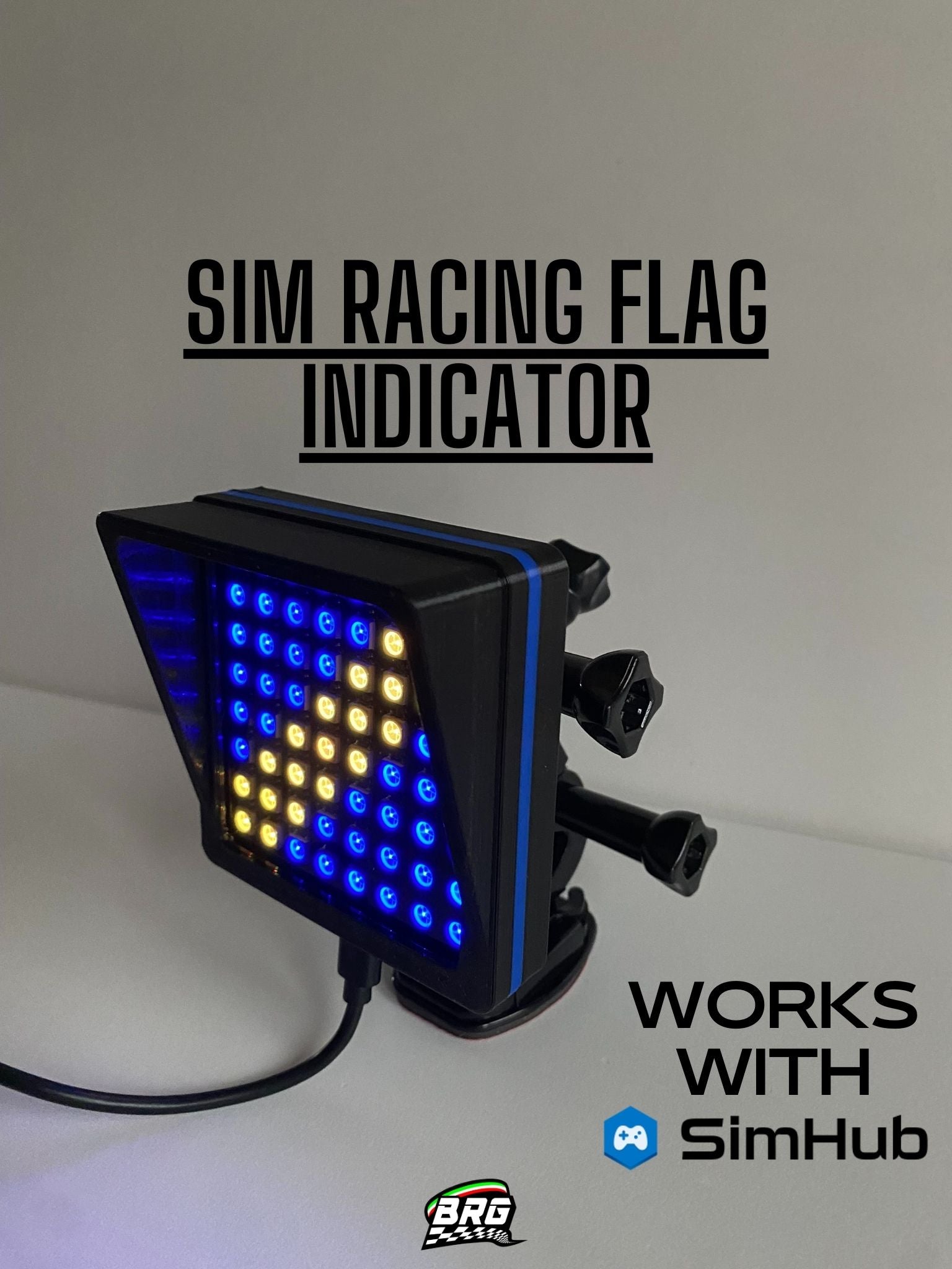 BRG Simracing Led Flag Indicator, 64 Led, Plug and Play